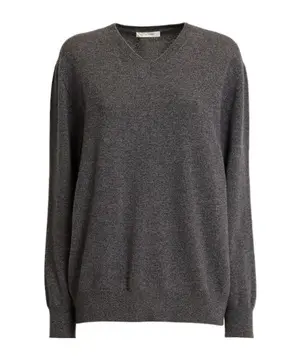 THE ROW Ligeia Knit Cashmere V-neck Sweater - Black