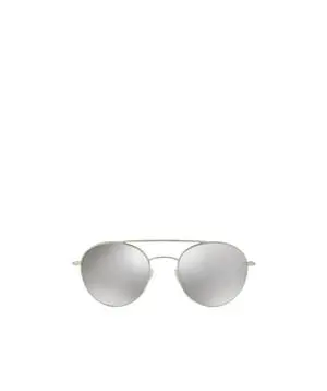Prada Silver Tone Logo Aviator Sunglasses - Gray
