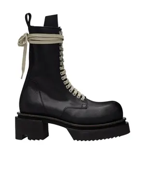 Rick Owens Round Toe Lace Up Ankle Boots