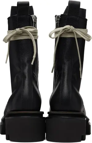 Rick Owens Round Toe Lace Up Ankle Boots