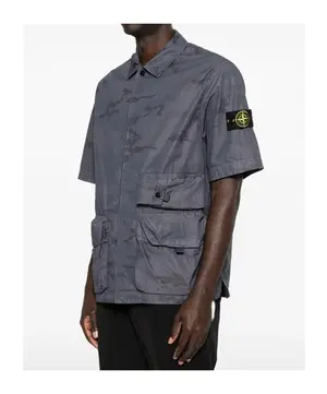 Stone Island Logo Patch Camouflage Shirt