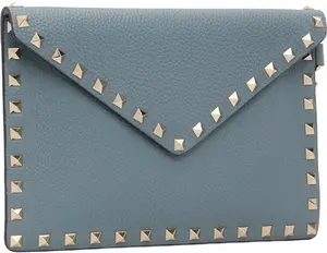 Valentino Garavani Studded Zipper Clutch With Detachable Wrist Strap - Gray
