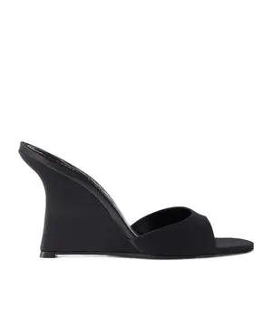 Staud Brigitte Satin Wedge Mules - Black