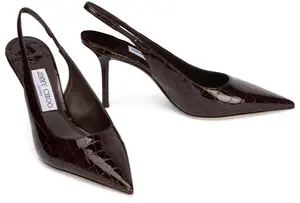 JIMMY CHOO Embossed Crocodile Effect Slingback Pumps - Black