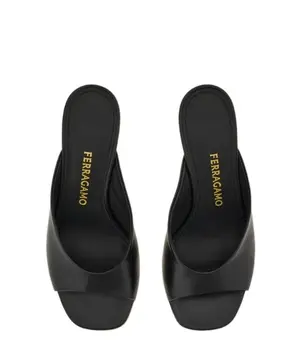 FERRAGAMO Sculptural Heel Heeled Sandals - Black