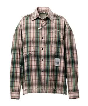 Mihara Yasuhiro Checked Embroidered Shirt