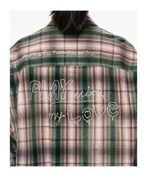 Mihara Yasuhiro Checked Embroidered Shirt