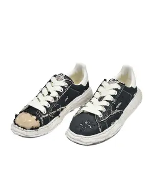 Mihara Yasuhiro Charles Og Sole Ripped-canvas Lace-up Sneakers - Black