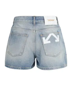 Off-White Denim Shorts With Belt Loops - Gray