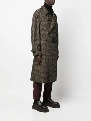 Fendi Ff Motif Belted Trench Coat