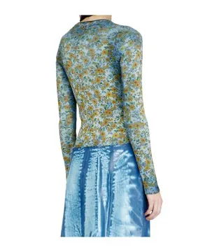 DIESEL® Ribbed Floral Long-sleeve V-neck Sweater