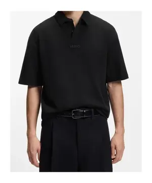 Hugo Boss Waffle-structured Polo Shirt In Cotton
