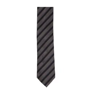 Zegna Striped Neck Tie - Black