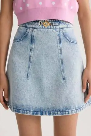 PATOU High-waist A-line Denim Mini Skirt