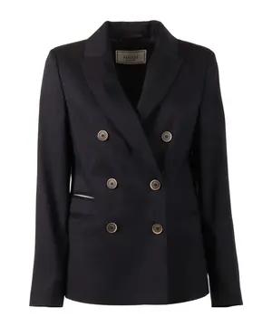 Peserico Double-breasted Peak Lapel Blazer - Black