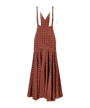 RODARTE Polka-dot Silk-crepe Midi Dress - Red