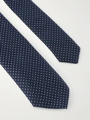 THE FRANKIE SHOP Polka Dot Jacquard Tie - Blue
