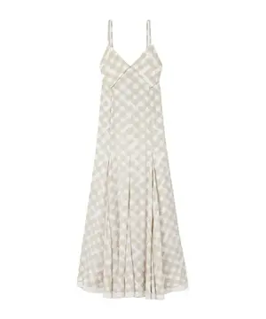 Proenza Schouler Plaid Pleated Maxi Dress - White