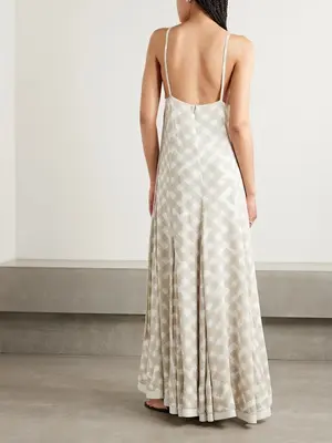 Proenza Schouler Plaid Pleated Maxi Dress - White