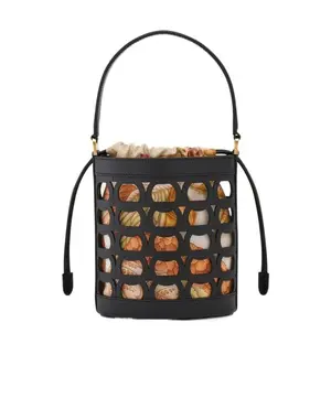 FERRAGAMO Gancini Laser-cut Bucket Bag - Black/multicolor