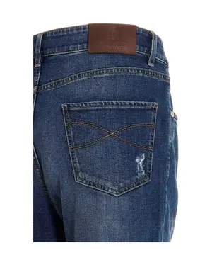 Brunello Cucinelli Distressed Straight-leg Jeans - Blue