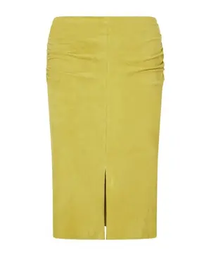 Stouls Ruched Suede Midi Skirt - Yellow