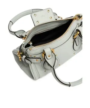Chloé Paddington Grain Leather Shoulder Bag - Gray