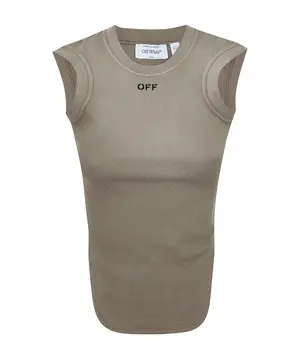 Off-White Sleeveless Logo T-shirt - Beige