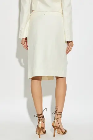 Posse Elspeth Button-front Midi Skirt With Tassel Belt - White