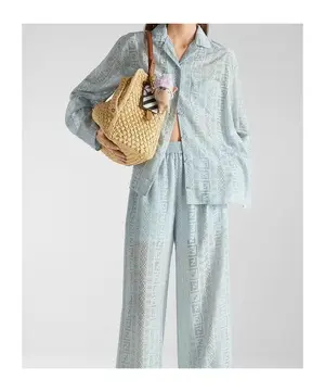 Fendi Long-sleeved Burnout Pequin Shirt