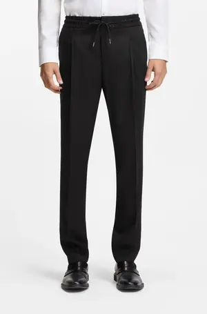 Hugo Boss Slim Fit Pleated Drawstring Casual Pants