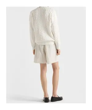 Prada Embroidered Cable Knit Crewneck Jumper