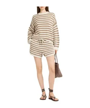 Brunello Cucinelli Striped Cotton Blend Shorts