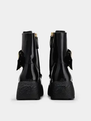 ROGER VIVIER Patent Leather Lug Sole Boots