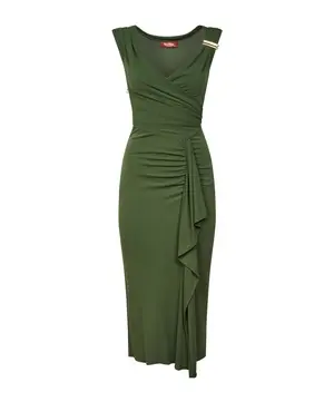 Max Mara Max Mara Sleeveless V-Neck Draped Midi Dress No