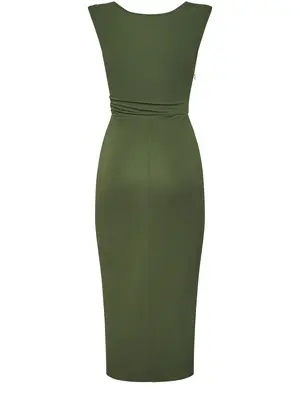 Max Mara Sleeveless V-neck Draped Midi Dress - No