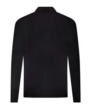 ROBERTO COLLINA Knitted Long-sleeve Polo Shirt - Black