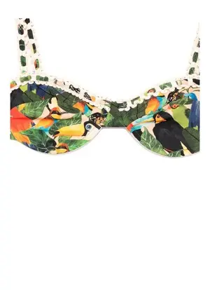 Farm Rio Tropical Bird Print Bikini Top - Multicolor