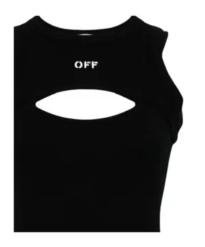 Off-White Cutout Sleeveless Fitted Dress - Blacks