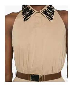 Max Mara Embellished Collared Sleeveless Dress