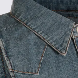 Miu Miu Cropped Chambray Tie Shirt