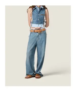 Miu Miu Cropped Chambray Tie Shirt