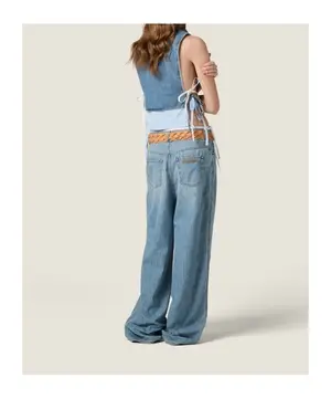 Miu Miu Cropped Chambray Tie Shirt