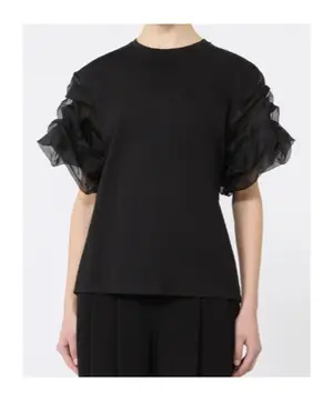 Max Mara Silk Organza Sleeve T-shirt - Black