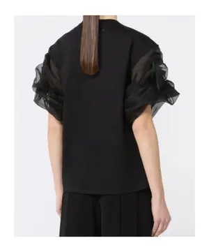 Max Mara Silk Organza Sleeve T-shirt - Black