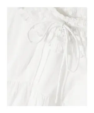 Posse Danielle Lace-trim Peasant Top - White