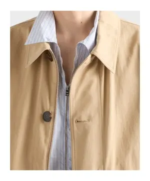 Prada Cotton Jacket With Drawstring Hem And Logo Detail - Khaki