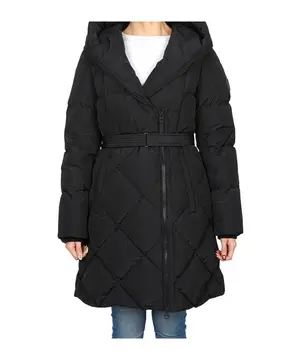 Mackage Long-sleeved Quilted Down Jacket With Belt