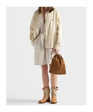 Prada Embroidered Garment-dyed Old Gabardine Blouson Jacket - Yellow