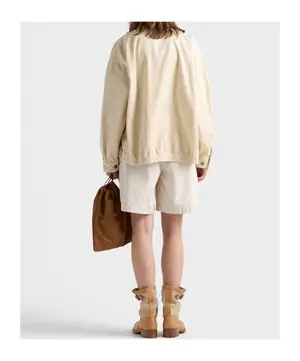 Prada Embroidered Garment-dyed Old Gabardine Blouson Jacket - Yellow